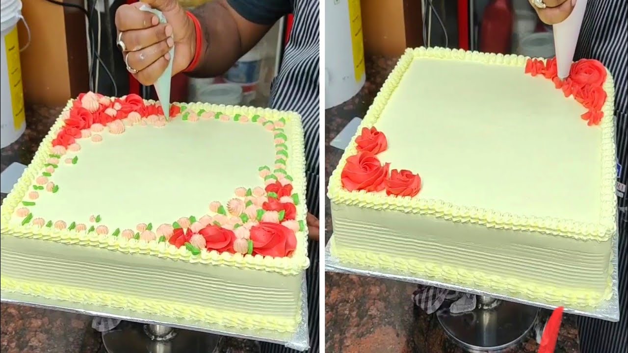 4 kg Cake Square Design | How To Make Square Cake Design Idea | Full ...