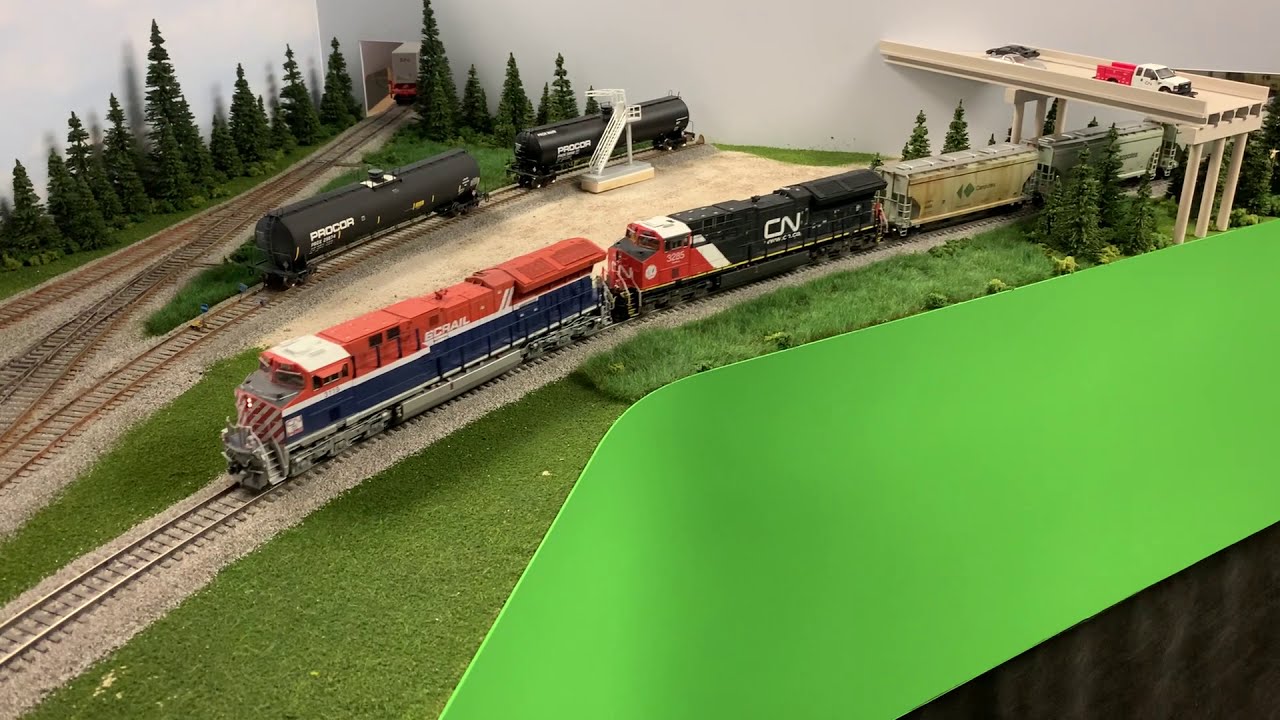 Drone video of a massive HO scale potash train. - YouTube