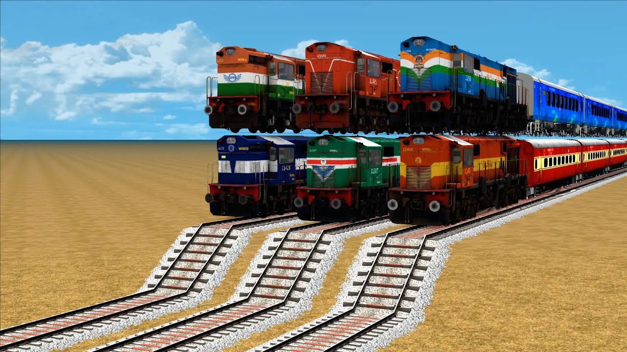 ⚠️ALMOST FALLING⚠️ SIX AMAZING TRAINS Passing Through FLYING & BUMPY ...