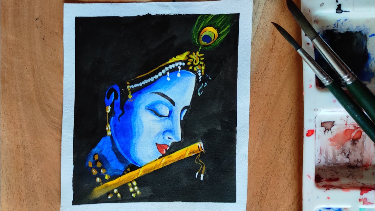 Krishna Watercolor Painting