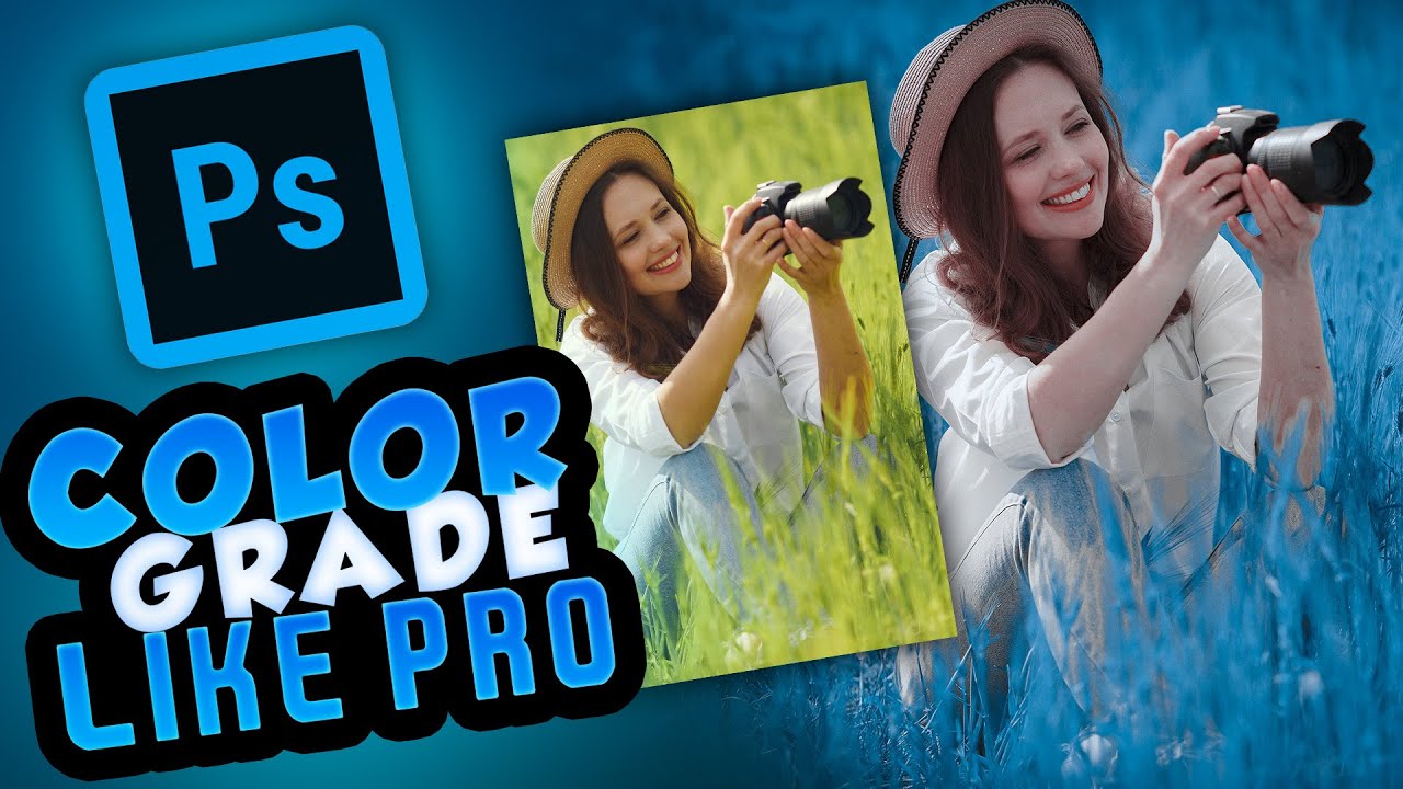 Photoshop boring green to moody blue color ,Color grade like pro ...