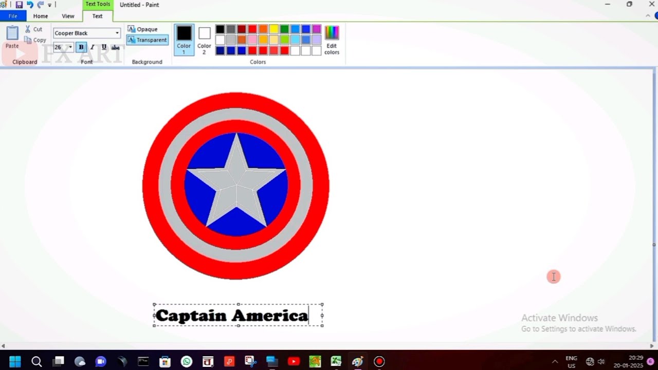 Captain America Logo Drawing In Very Easy With Ms Paint - YouTube