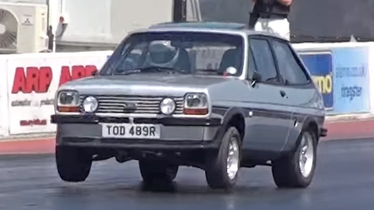 RWD Ford Fiesta Mk1 at Santa Pod Raceway - YouTube