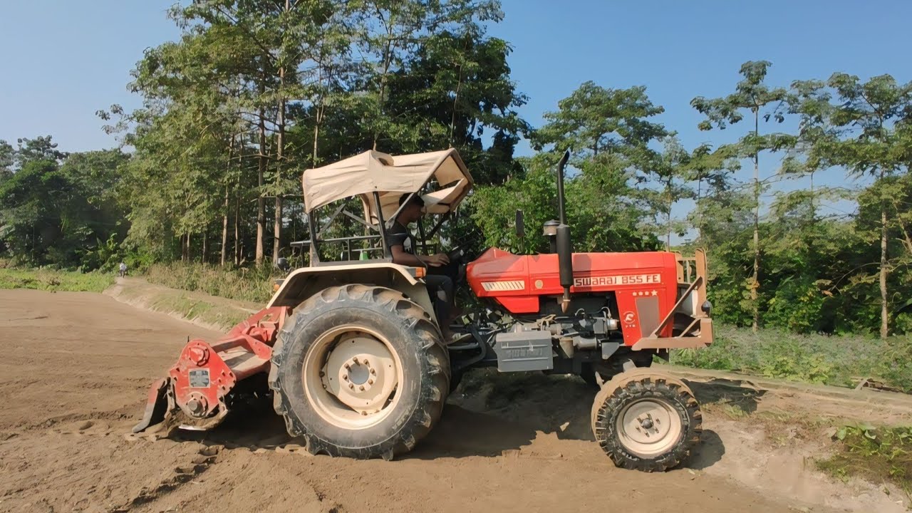 My Old First Swaraj 855 FE Tractor Working Rotavator | Swaraj Tractor ...