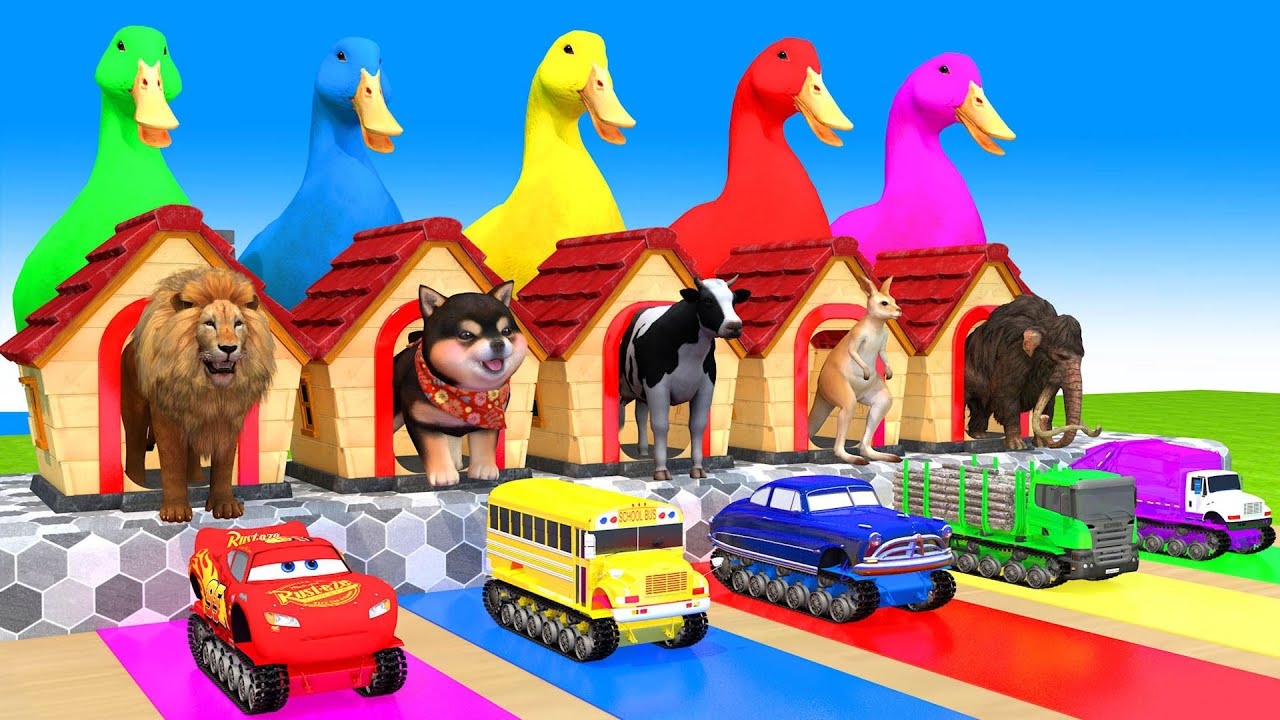 Cow Elephant Lion Husky Dog Kangaroo Duck T-Rex Guess The Right Door ...