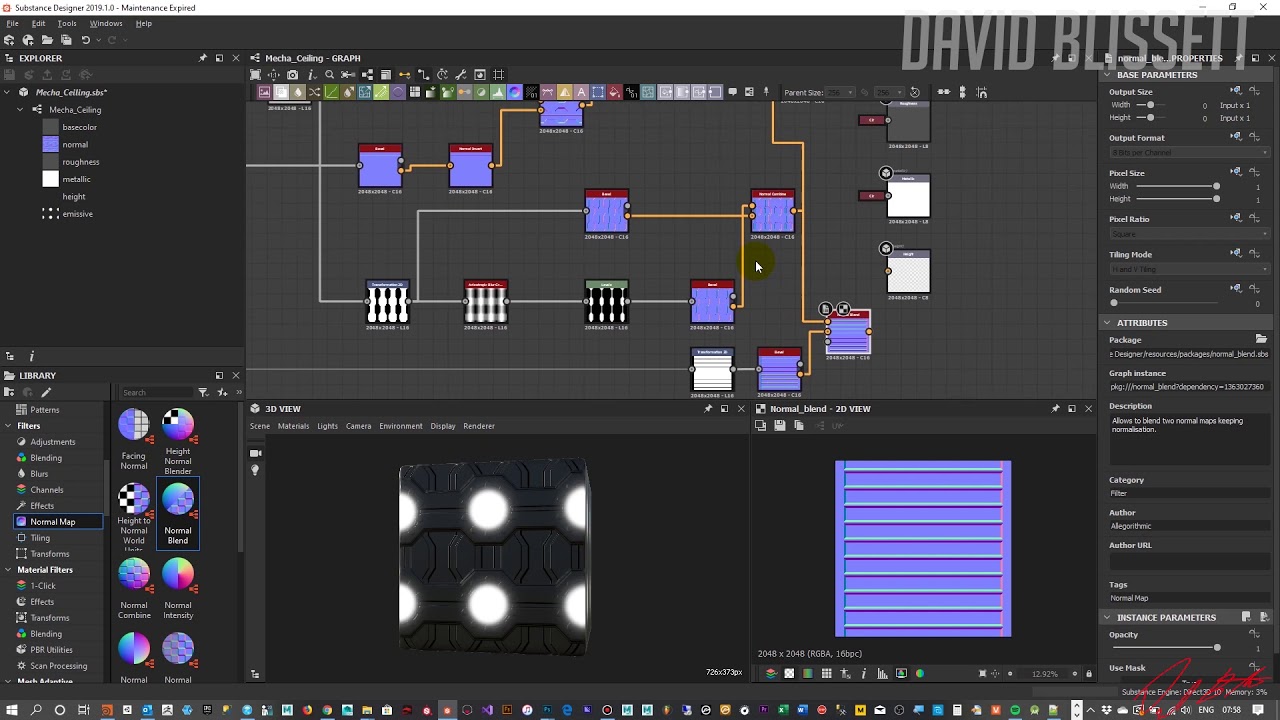 Substance Designer Blend Then Normal Blend with Alpha - YouTube