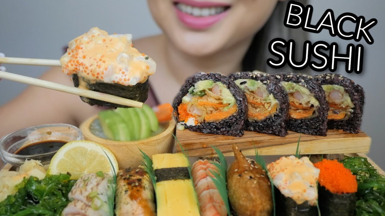 BLACK SUSHI *Jumbo Deluxe Dynamite Roll with Assorted black rice ...