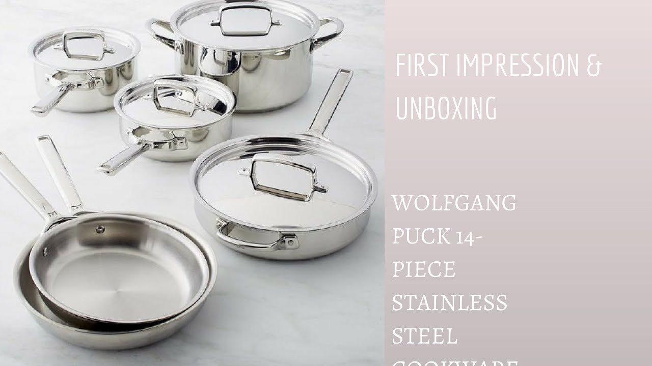 Wolfgang Puck Bistro Elite 14-piece Stainless Cookware Set Unboxing ...