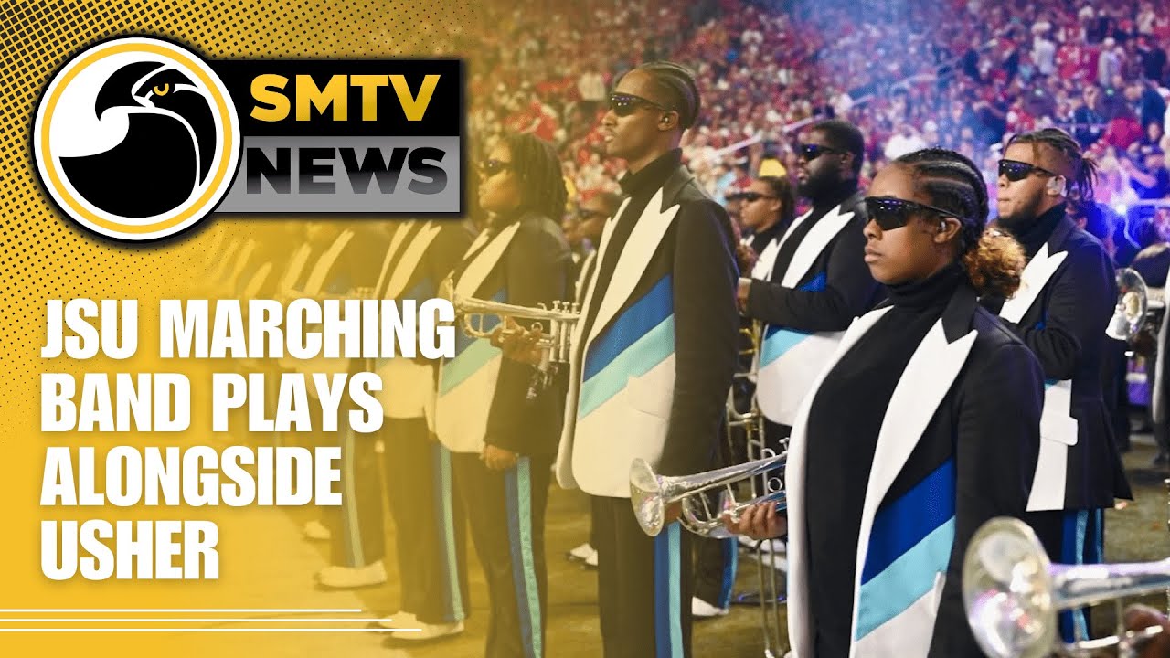 JSU marching band plays alongside Usher - YouTube