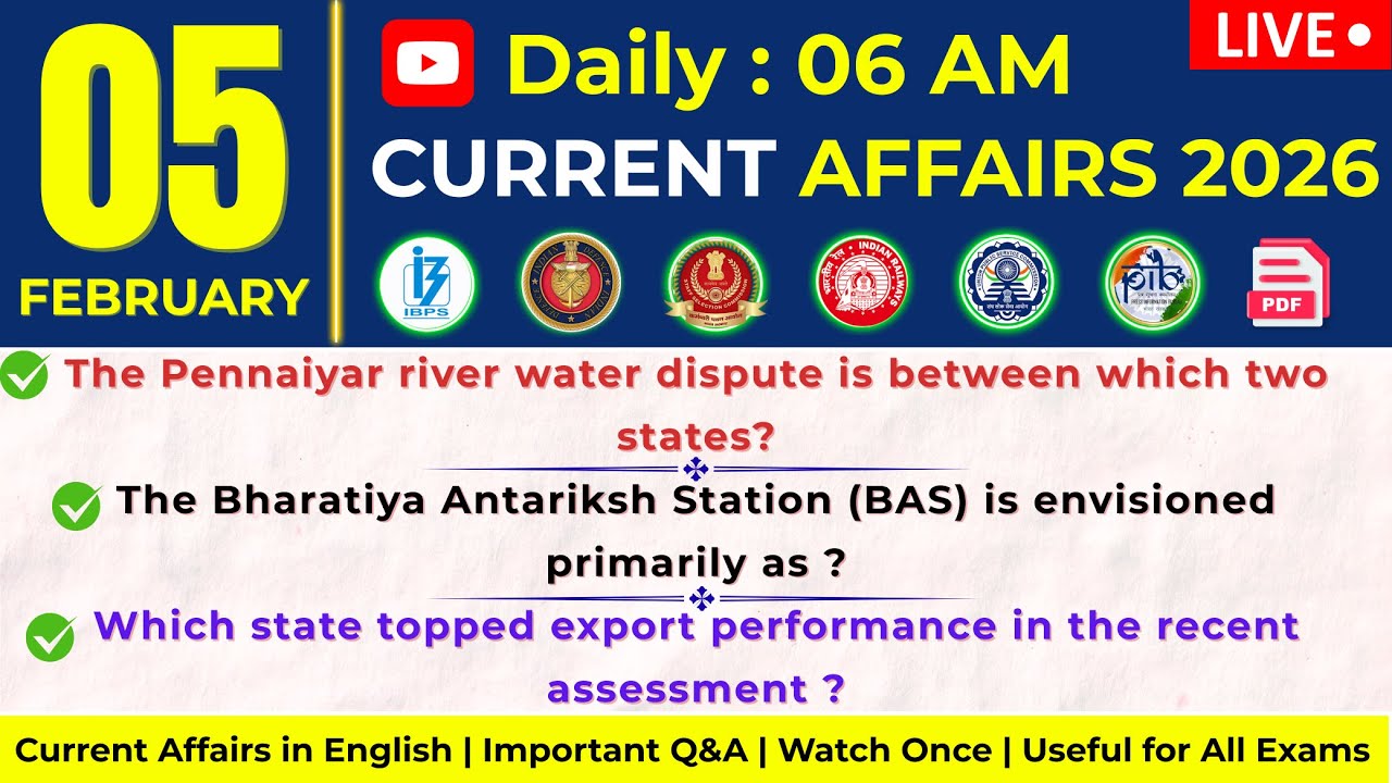 5th February Current Affairs 2026 | Current Affairs Today | Daily ...