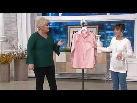 Belle by Kim Gravel Girlfriend Shirt with Zipper Pockets on QVC