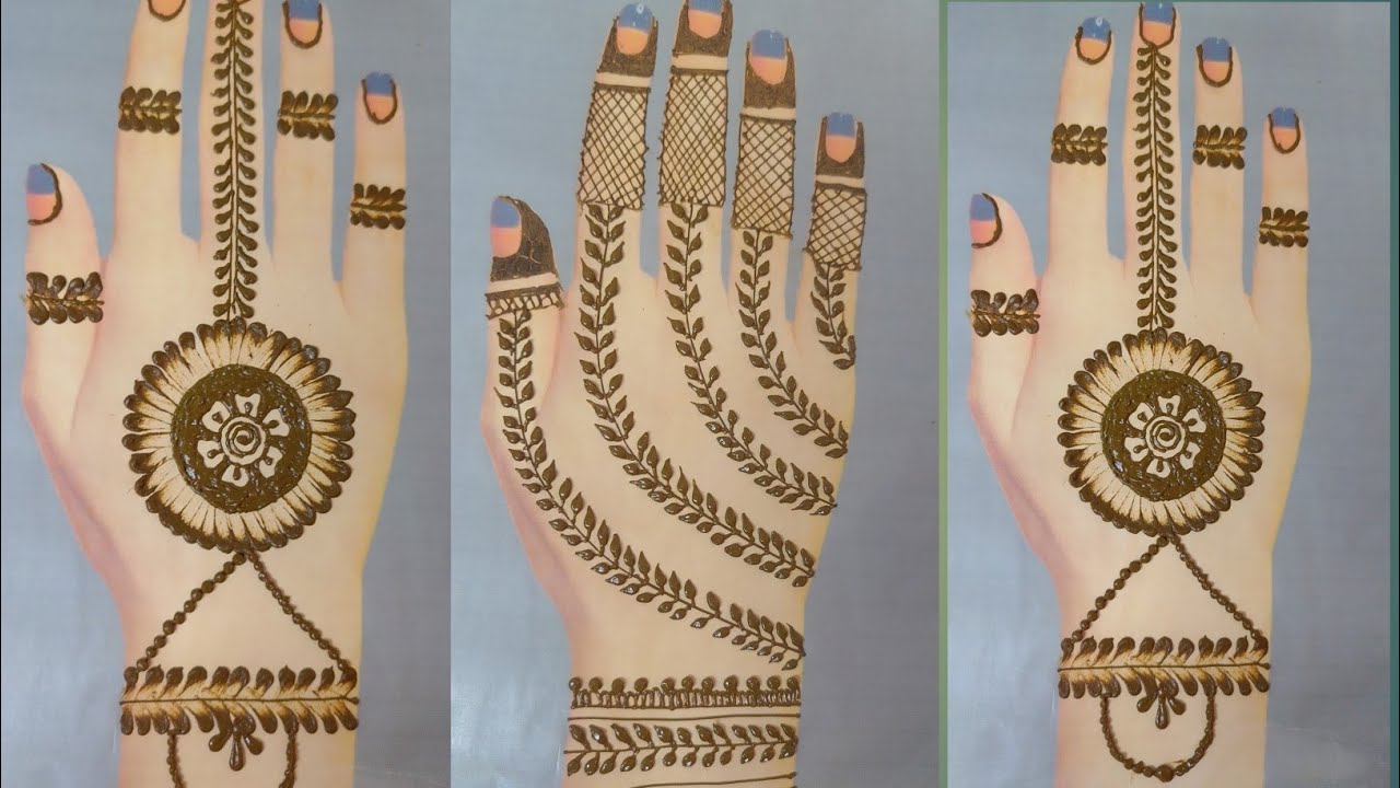 top 2 Very Easy Stylish Bangle mehndi Design|| Beautiful back hand ...