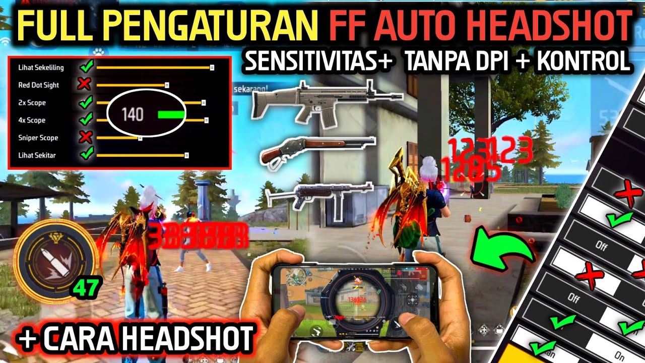100% AUTO HEADSHOT SEMUA HP⚙️📲 CARA SETTING SENSITIVITAS FF AUTO HEADSHOT & SETTING KONTROL ...