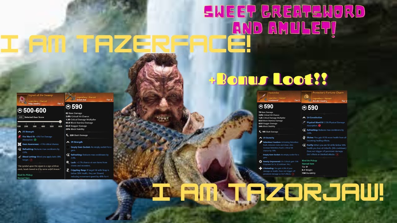 New World Elite Mob Tazorfaaace! (Tazorjaw drops leeching great sword ...