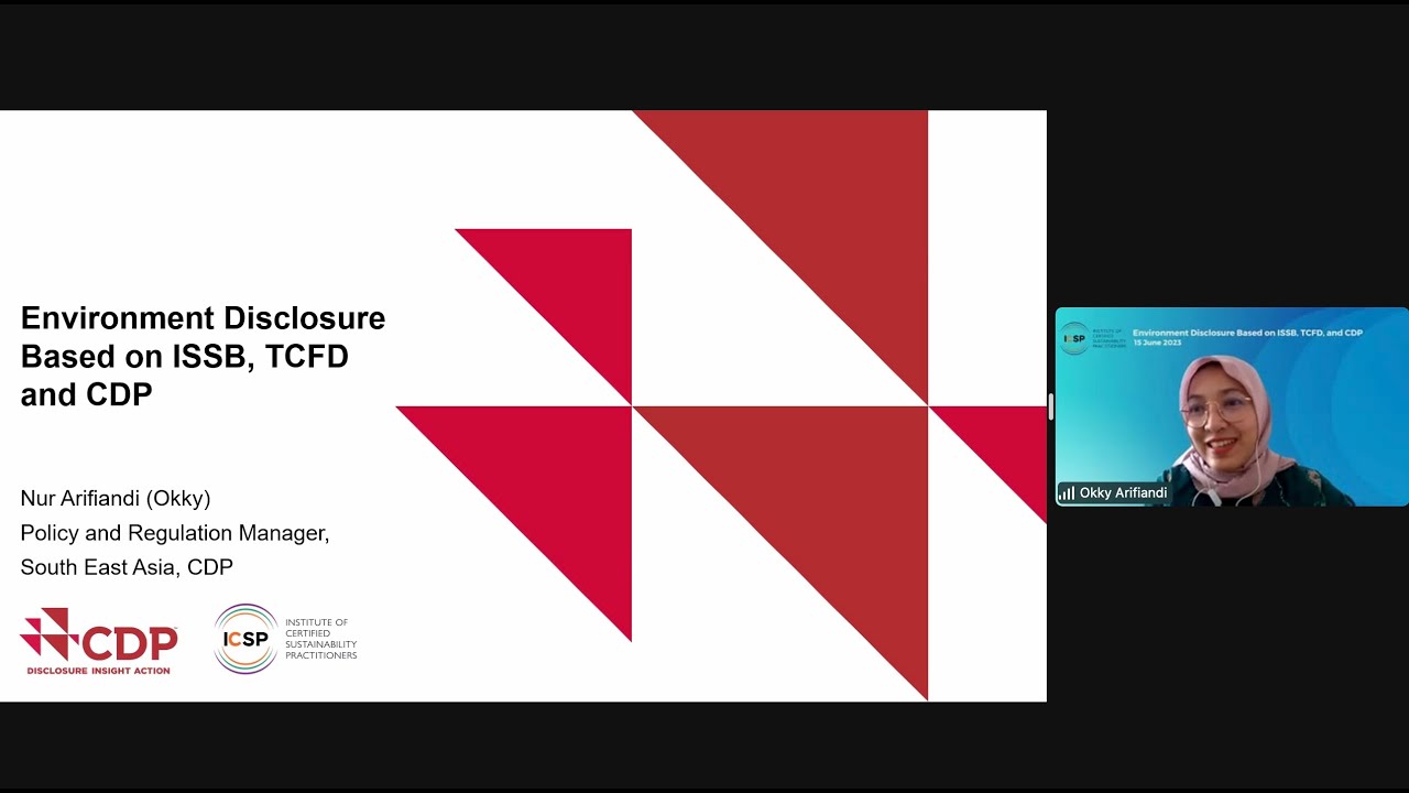 ICSP Webinar_Environment Disclosure Based on ISSB, TCFD, and CDP - YouTube