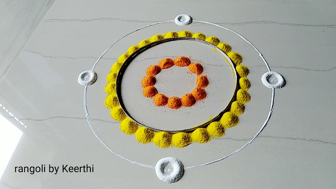 #385 Easy and simple rangoli design for haldi kunku - YouTube