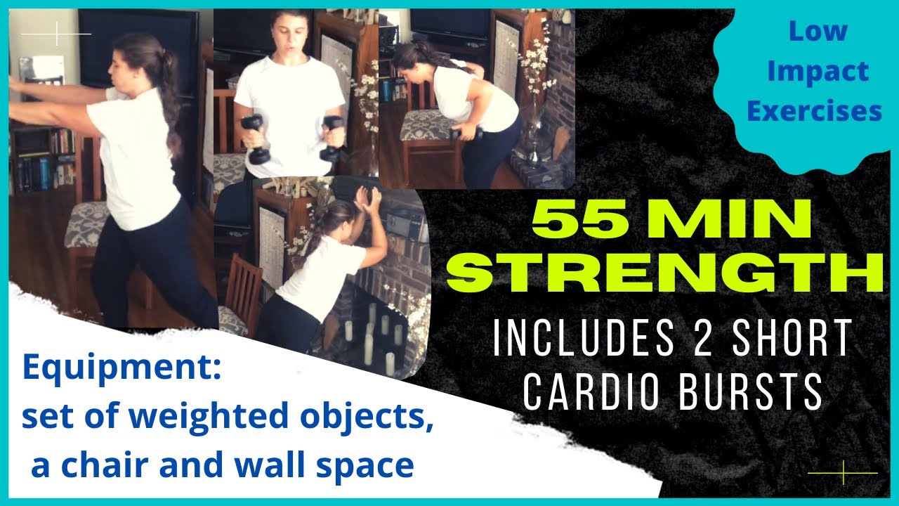55 Min Strength with 2 Cardio Bursts - YouTube