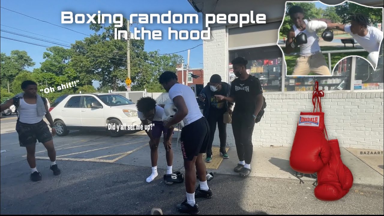 Boxing random strangers in the hood‼️(*crazy knock out!!”) - YouTube