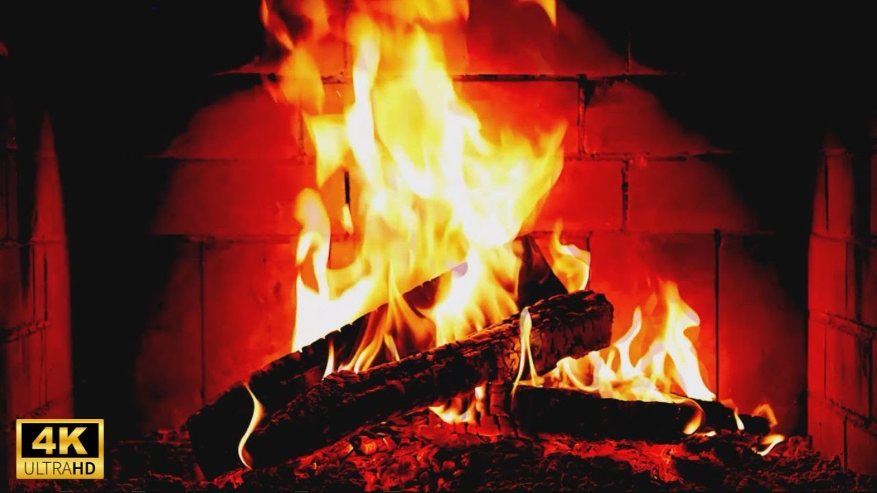 🔥 4K Fireplace Ambience with Crackling Fire Sounds 🎶 Peaceful Piano ...