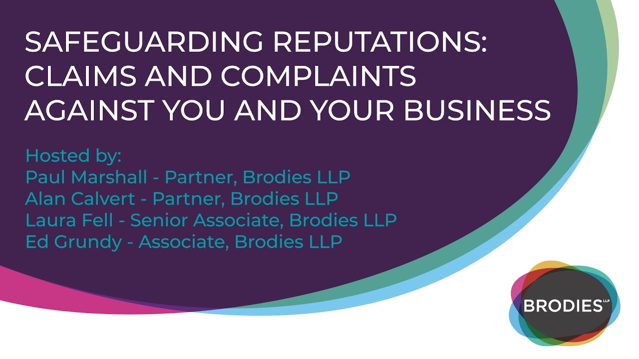 Safeguarding reputations: Claims and complaints against you and your ...