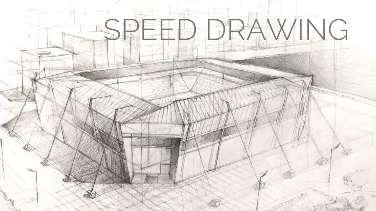 Drawing Football Stadium | Architectural Sketch - YouTube