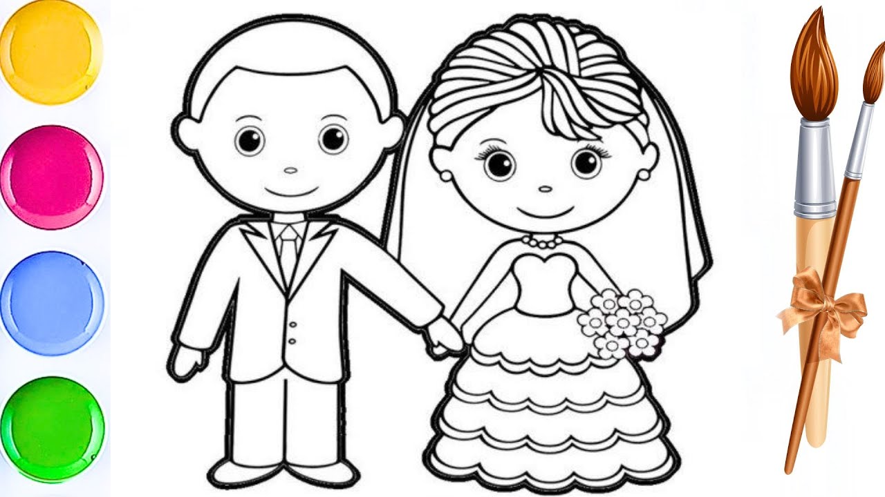 Learning to Paint a Bride and Groom for Kids - YouTube