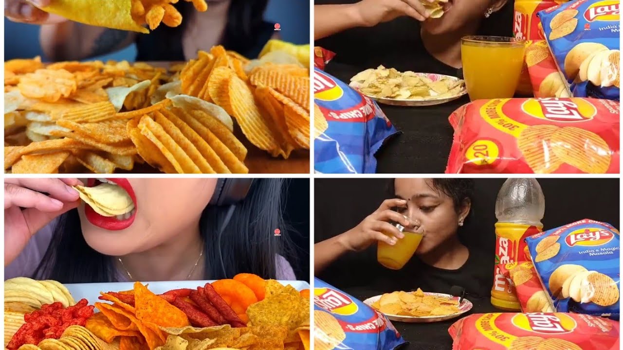 ASMR Different Type crispy chips Eating Competition || Mukbang chips ...
