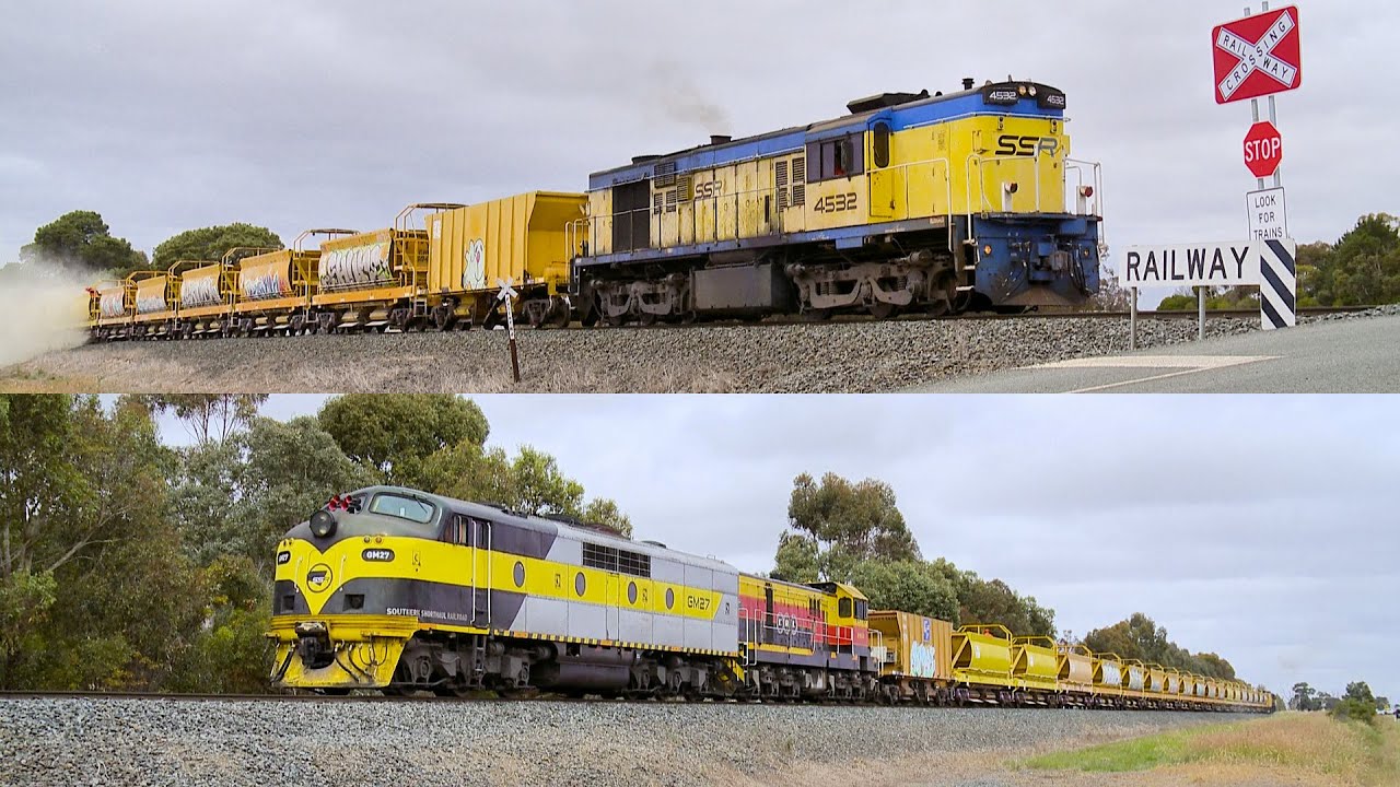 7M23V SSR / ARTC Push-Pull Ballast Train 4532 4911 GM27 At Inverleigh ...