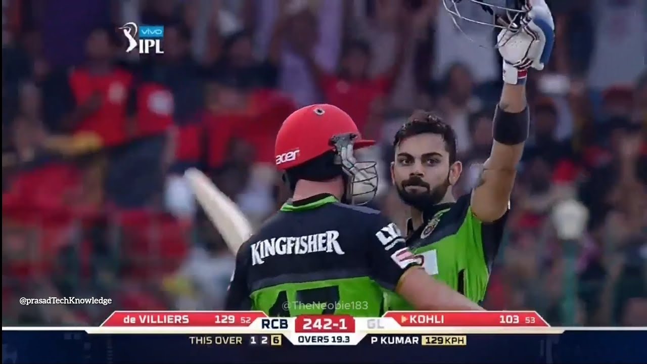 RCB vs GL 💥 in ipl 2016 ️| Virat Kohli & ABD made highest partnership ...