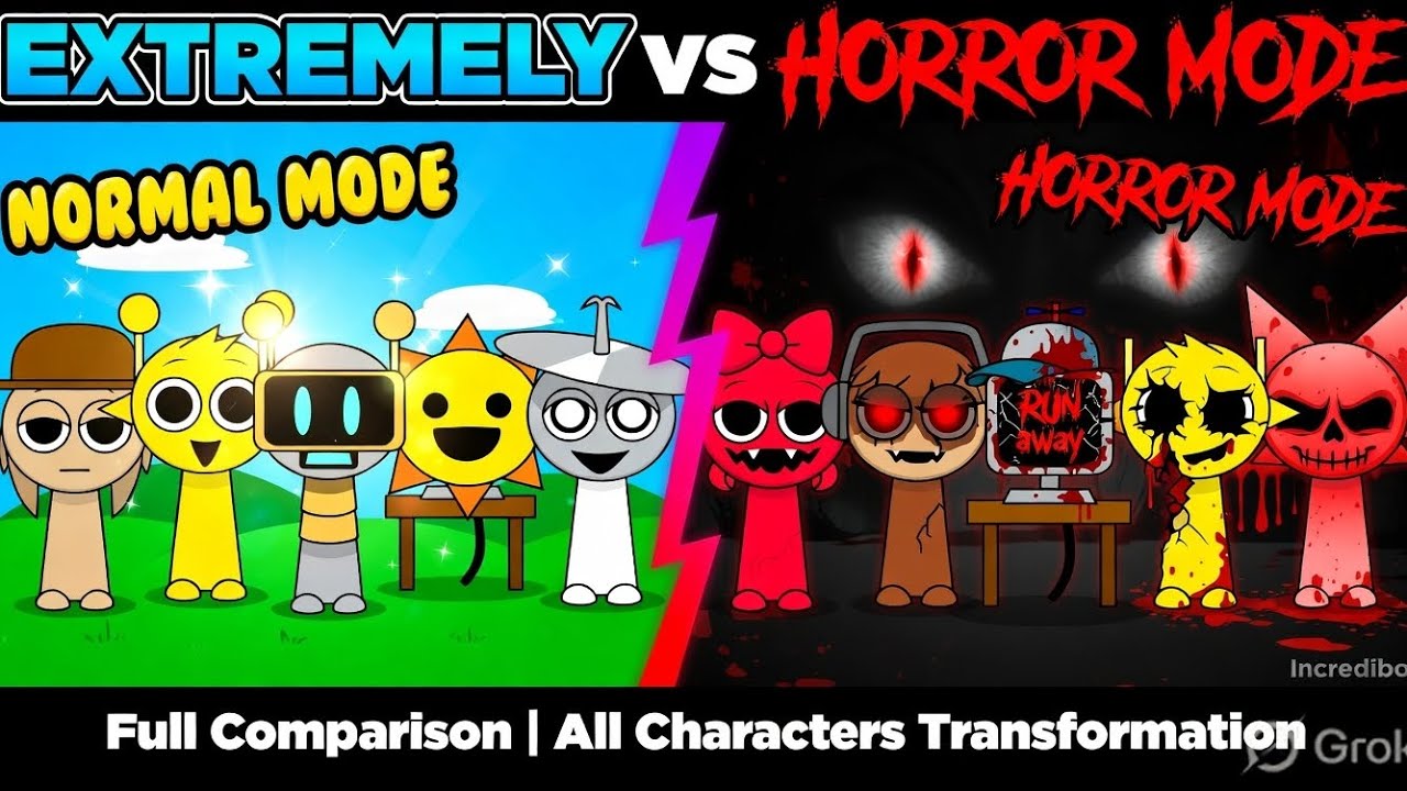 Sprunki Normal vs Horror Mode - Full Comparison | All Characters ...