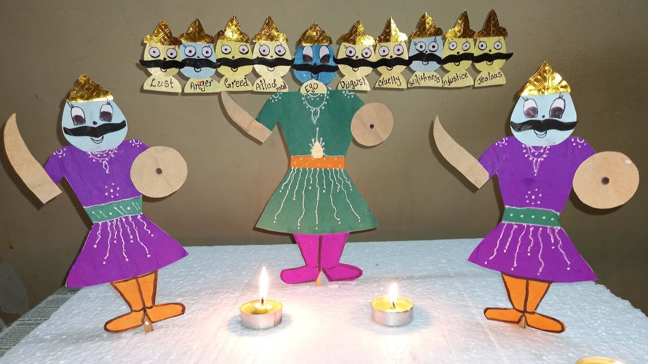Dussehra Craft Activity/How to make Ravan for Kids/Dussehra model/Eco ...