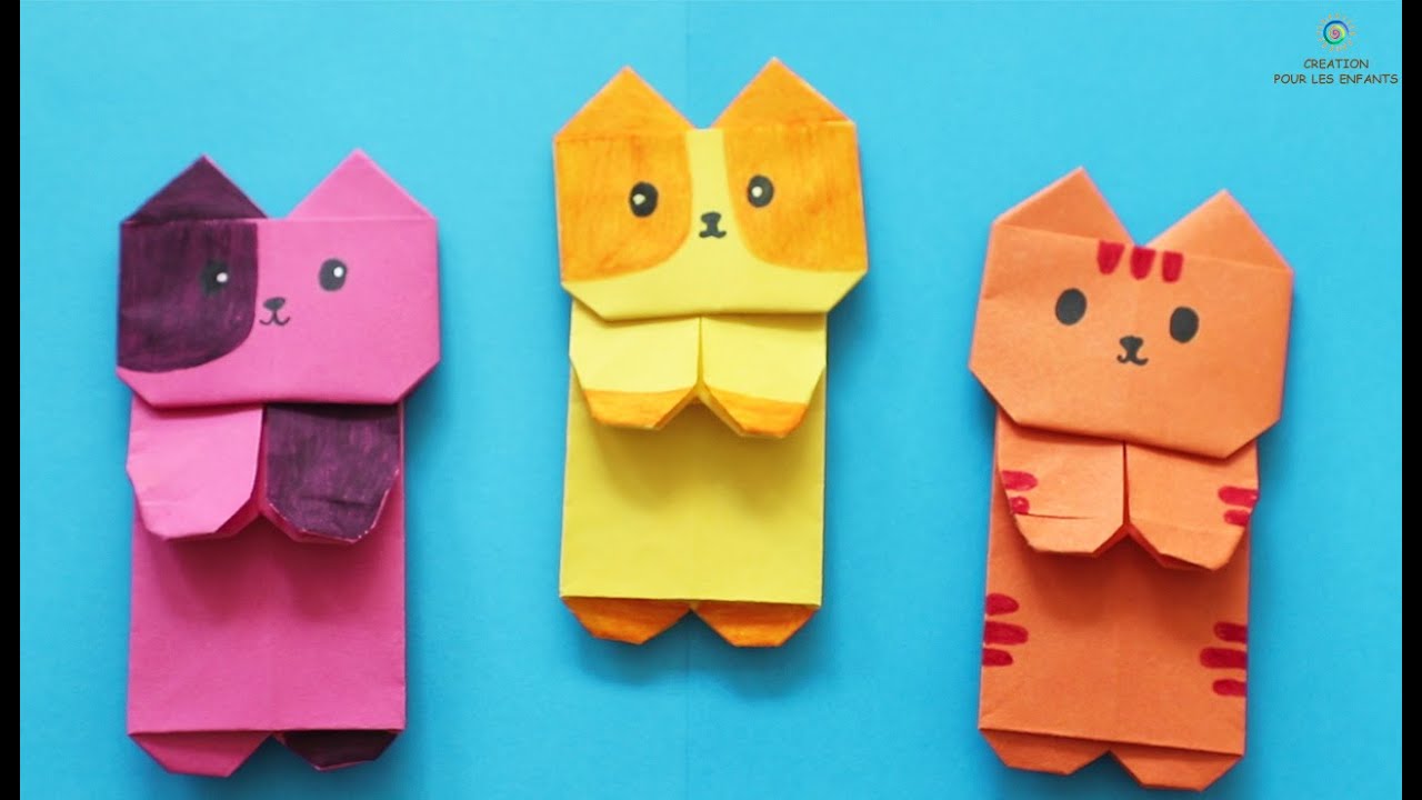 Marque-page CHAT origami. Comment faire un chat en papier. Origami Cat ...