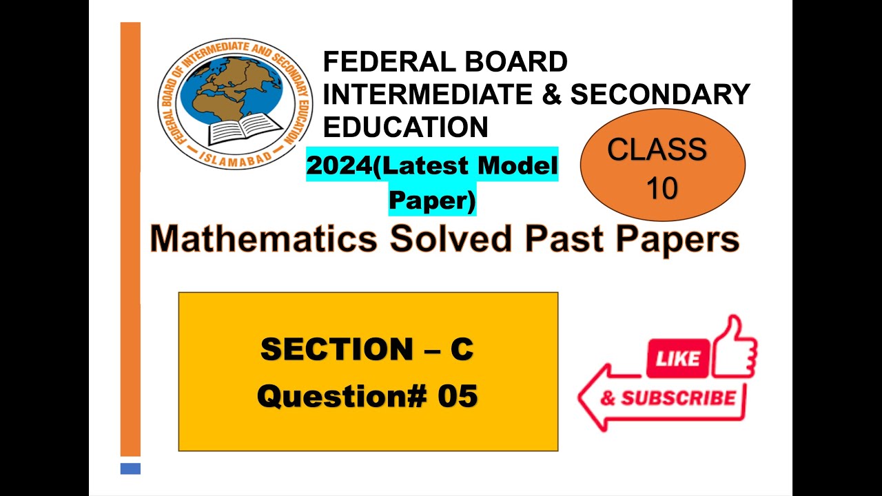 Mathematics 2024| Latest Model Paper| Q#5 #fbise_exams #solvedpastpaper ...