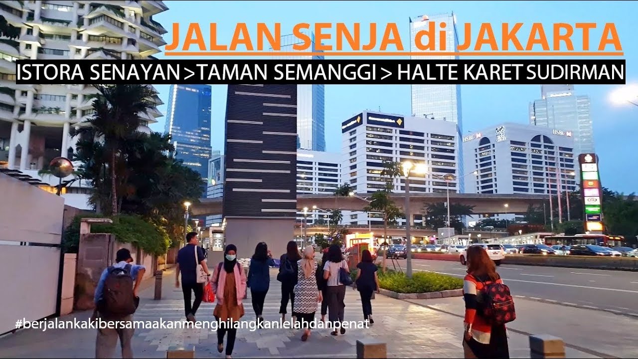 Evening Walk Jakarta [4K] ~ Istora Senayan to Halte TJ Karet Sudirman ...
