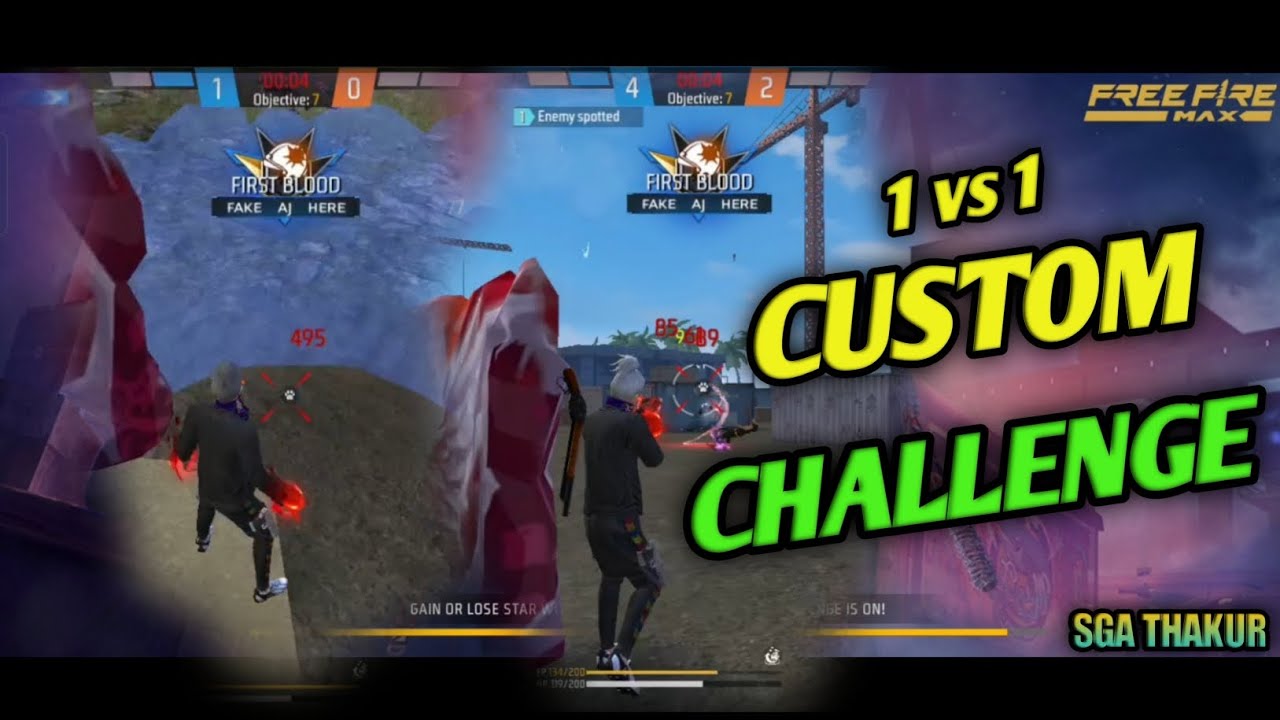 1 vs 1 custom challenge | 1vs1 custom challenge video | ff custom video ...