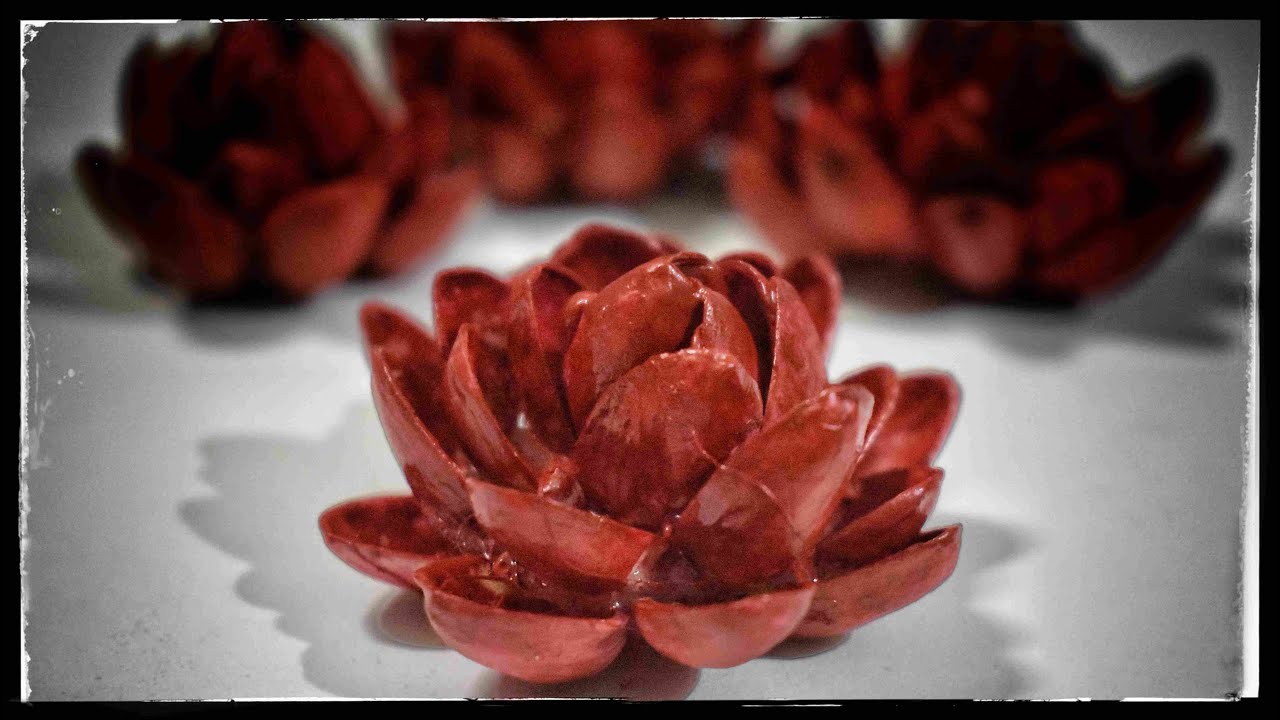 Pista shell crafts! Lotus flower! Pistachio shell Lotus flower - YouTube