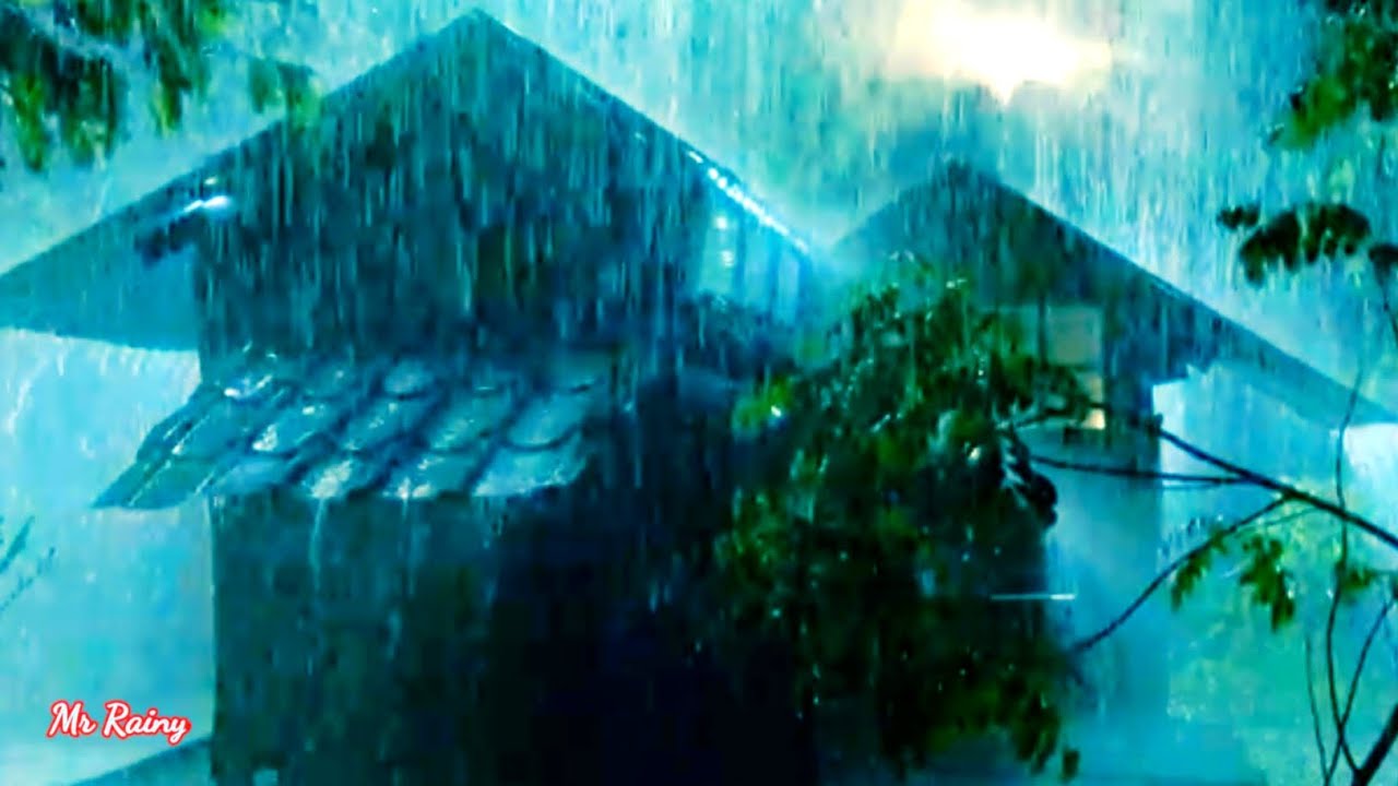 Real Rain & Thunderstorm at Night | Heavy Rain on Metal Roof & Very ...