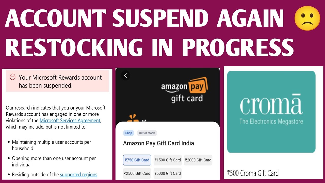 Microsoft Rewards | Account Suspend Again | Amazon Gift Card ...