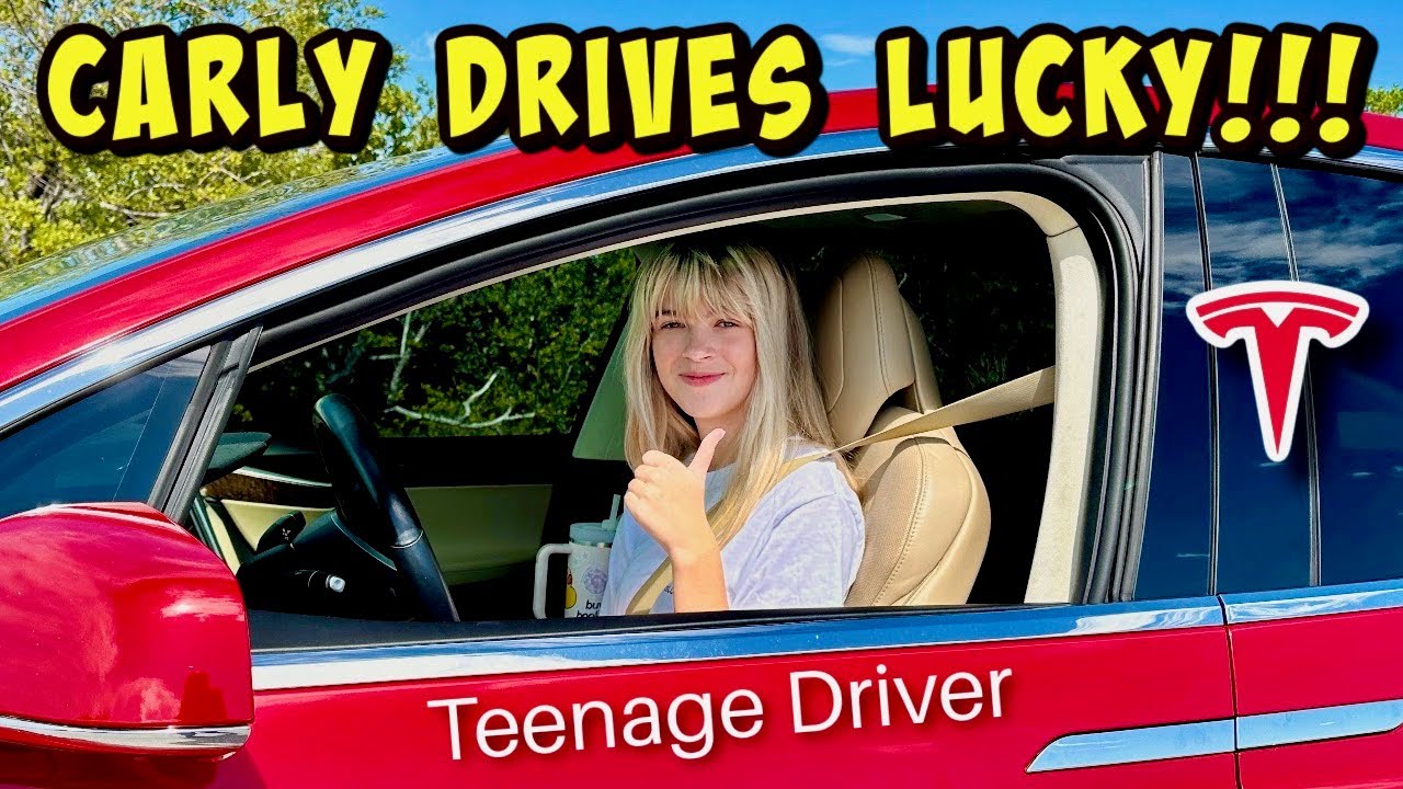 16-Year-Old New Teenage Driver Carly Drives Lucky the 2016 Tesla Model ...