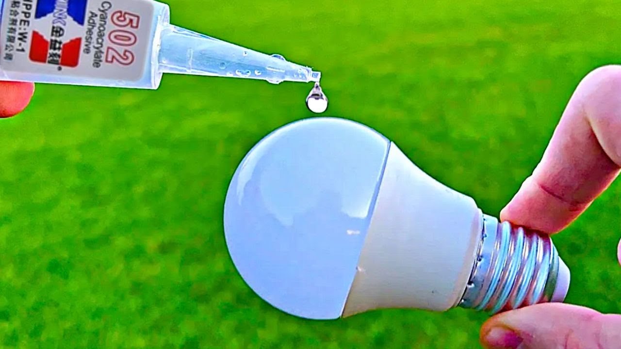 How to repair a broken bulb with 502 glue - YouTube