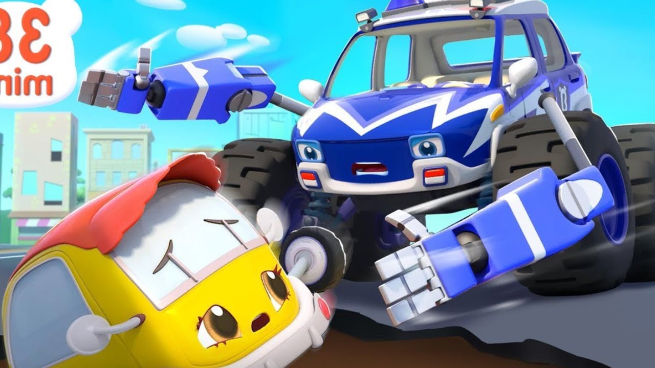 Police Car Saves Baby Car | Safety Cartoon | Monster Truck | Car ...