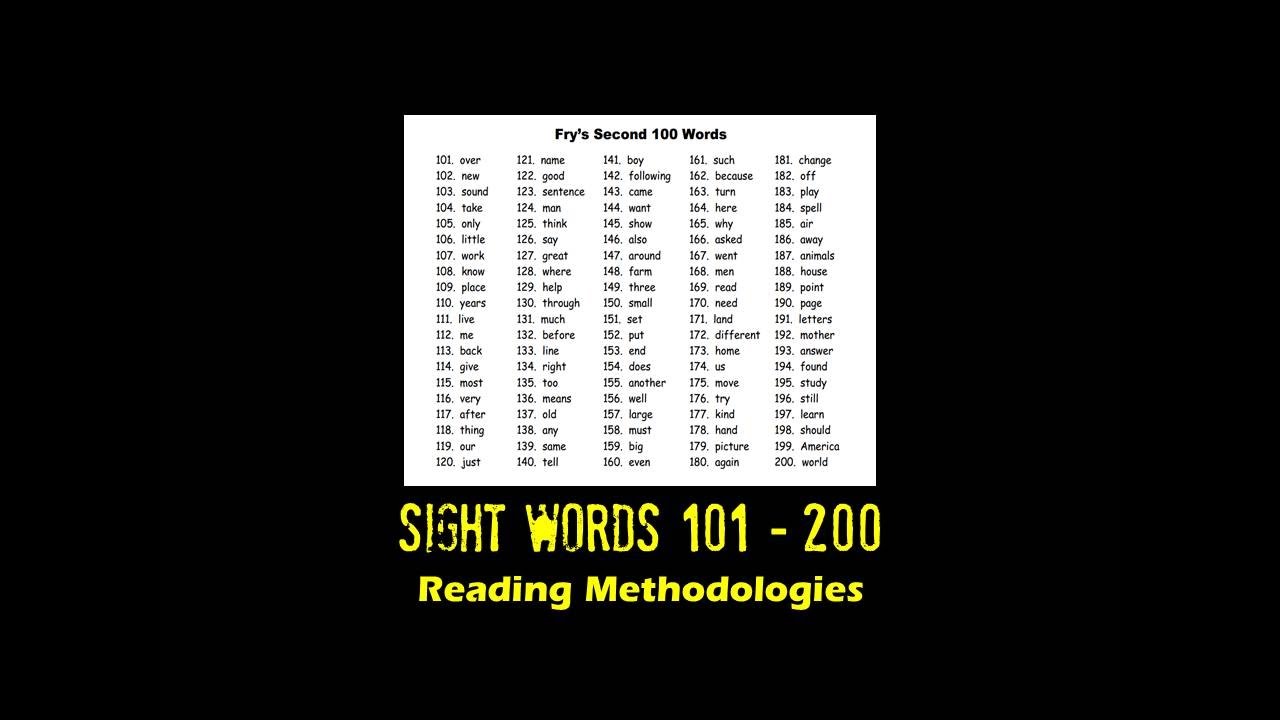 Homeschool Series - Reading - Sight Words - 101 - 200 - YouTube