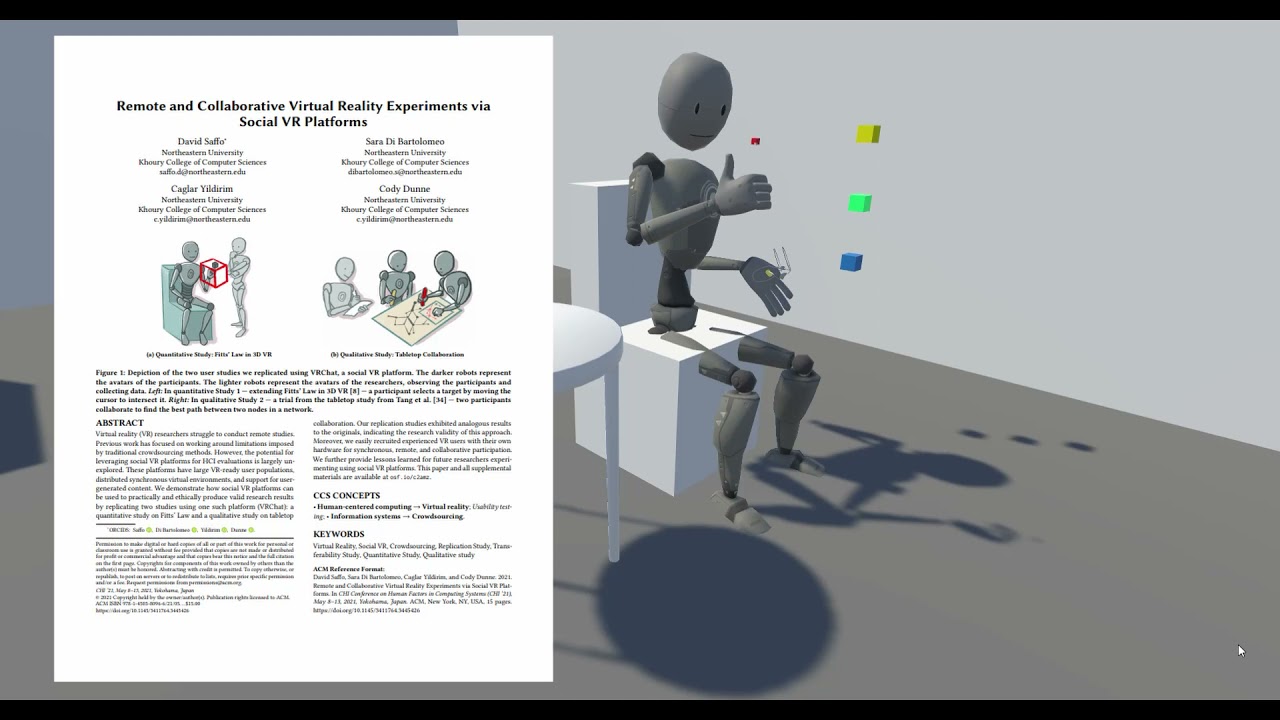 Remote and Collaborative Virtual Reality Experiments via Social VR ...