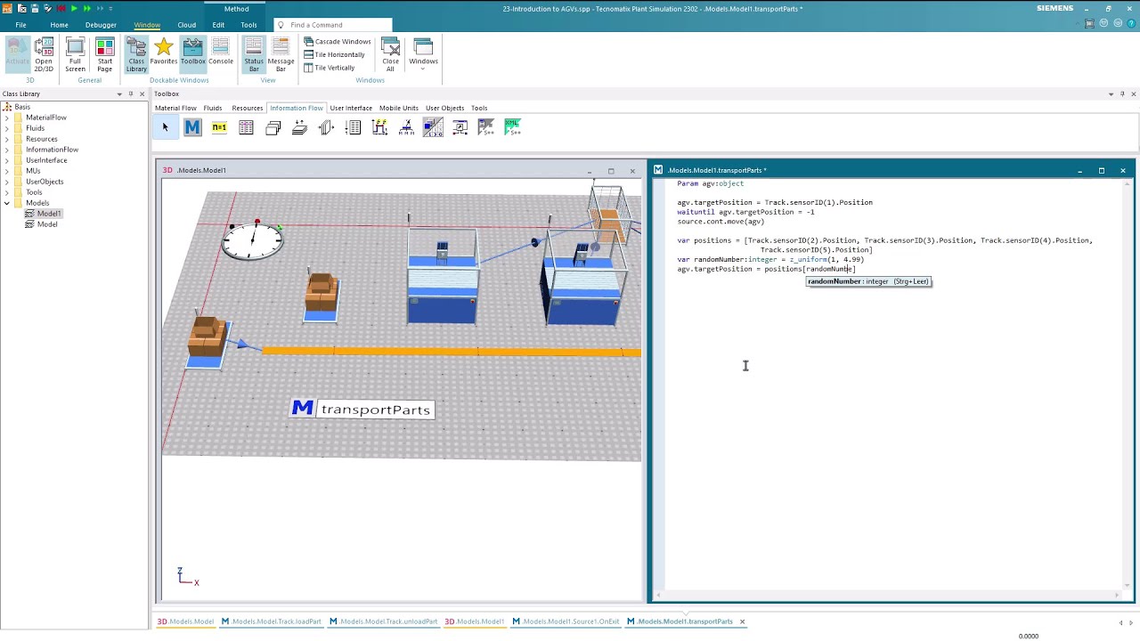 Plant Simulation 23 Agvs On Tracks Youtube