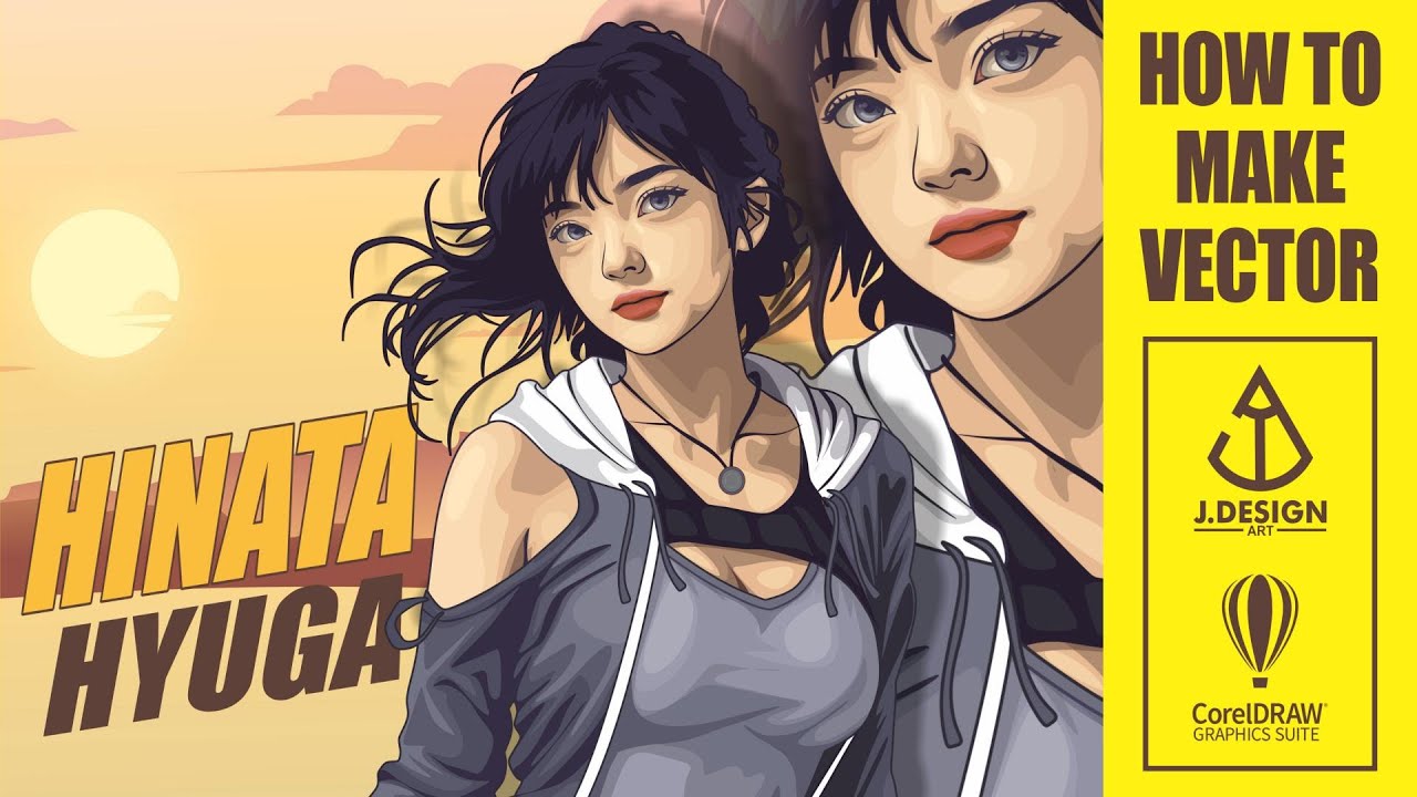 HOW TO MAKE HINATA HYUGA (NARUTO) VECTOR ART USING COREL DRAW - YouTube
