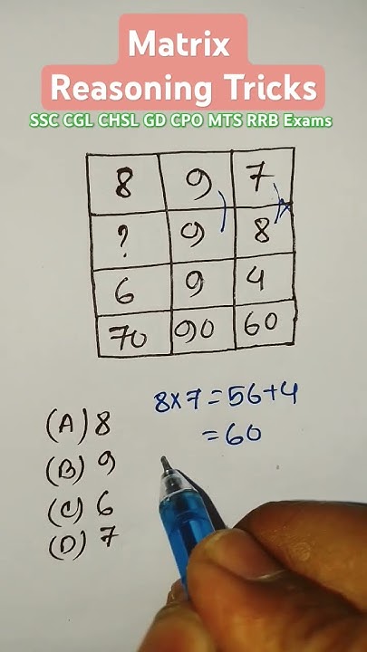 Matrix || Number Analogy Reasoning Tricks For SSC CGL CHSL GD CPO MTS RRB Exams || #new #shorts ...