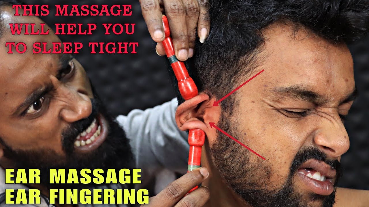 Head Massage And Forehead Tapping With Wooden Tools Satisfying Ear