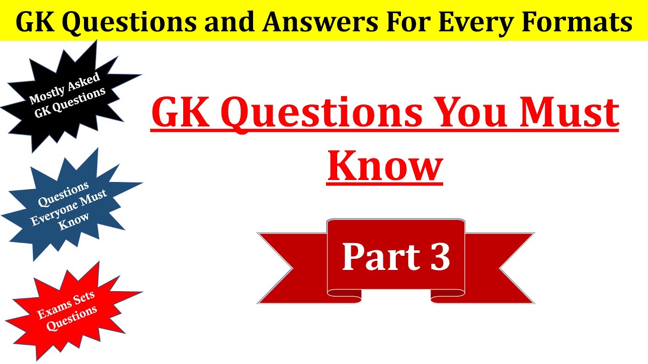 Mostly asked questions in all formats||Part 3|| GK Questions||GK Quest in Easy Format||Hindi ...