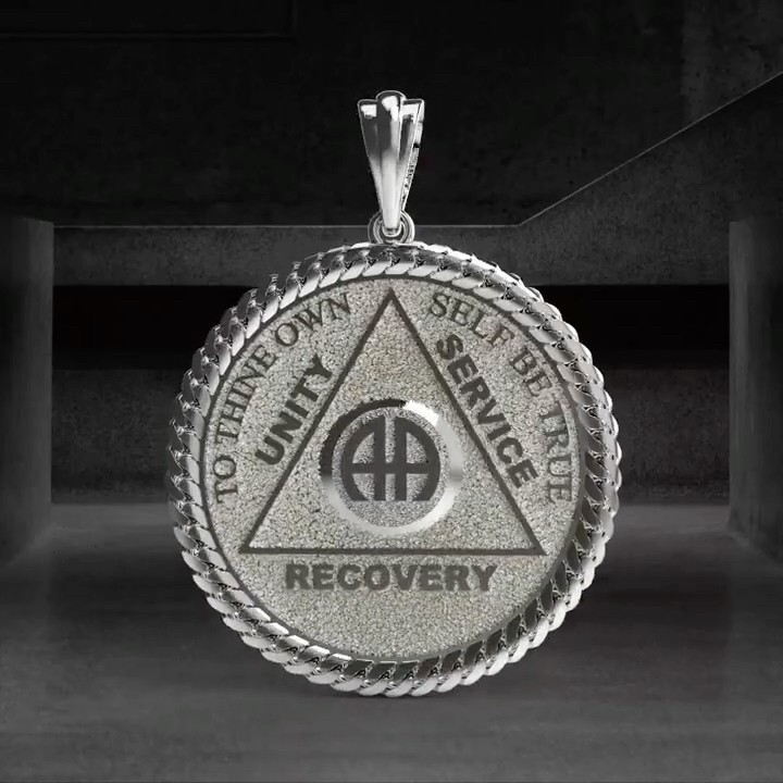 AA Recovery Chip Pendant – .925 Sterling Silver with Miami Cuban Link ...