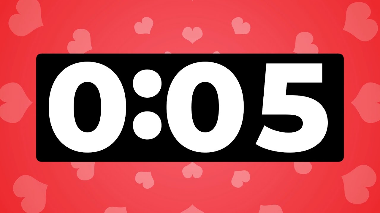 5 Second Timer With Music | 5 Seconds Stopwatch with Hearts - YouTube